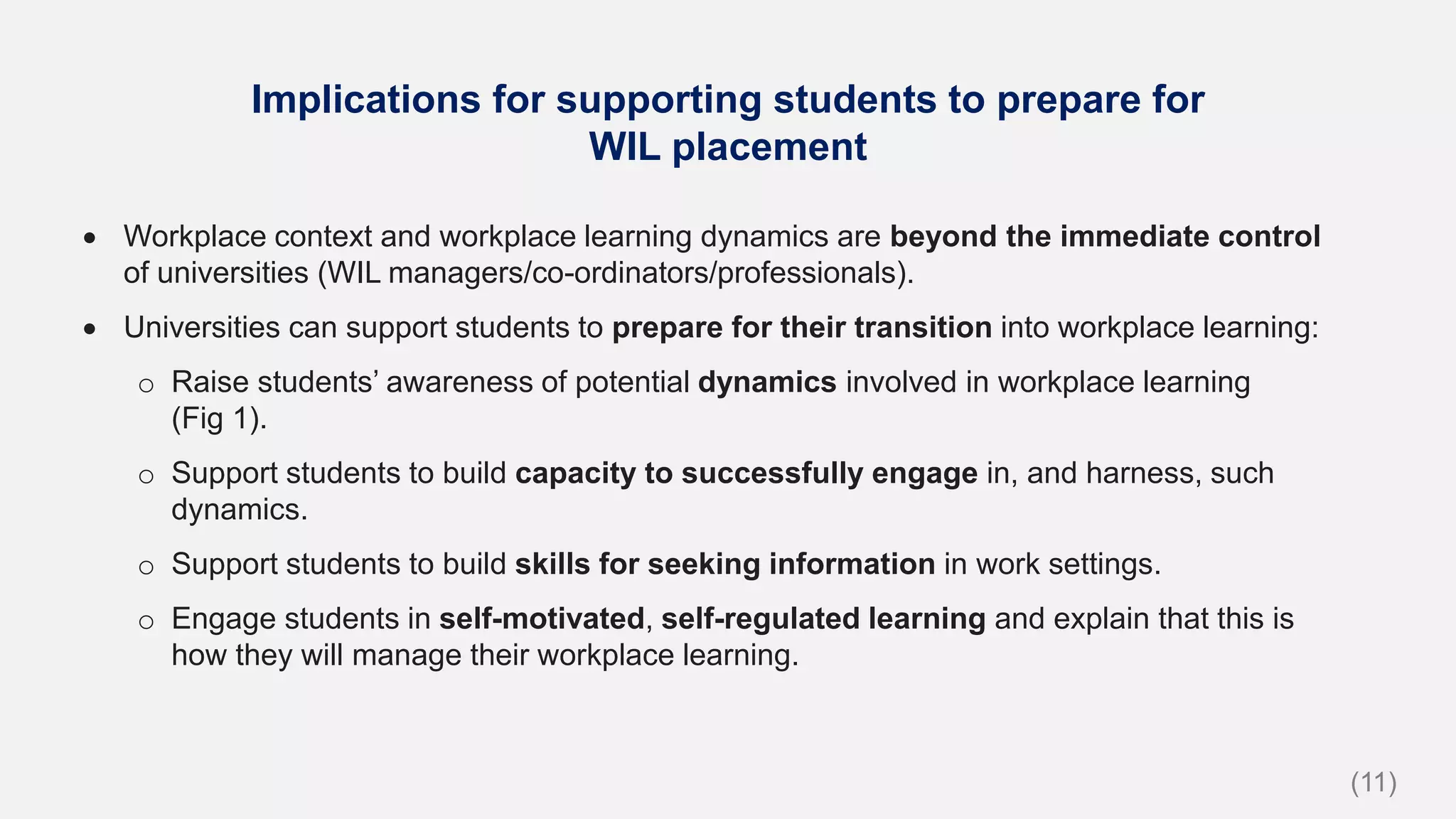 How students learn in the workplace: Implications for WIL preparation | PPTX