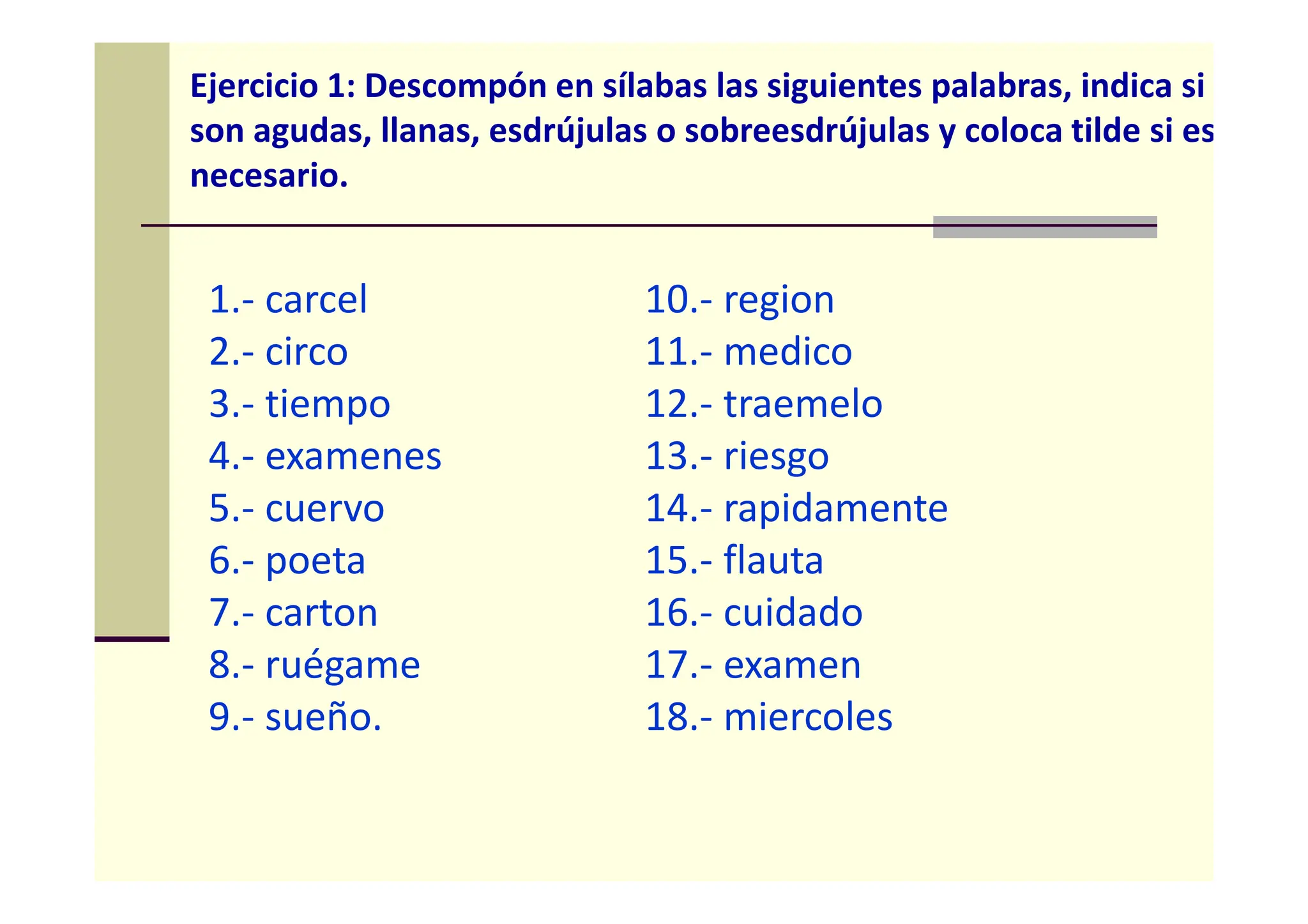 el uso de la tilde, la ortografía y ejercicios para practicar | PDF