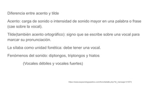 Acentuación en español: elementos básicos, tipos y reglas. | PPTX