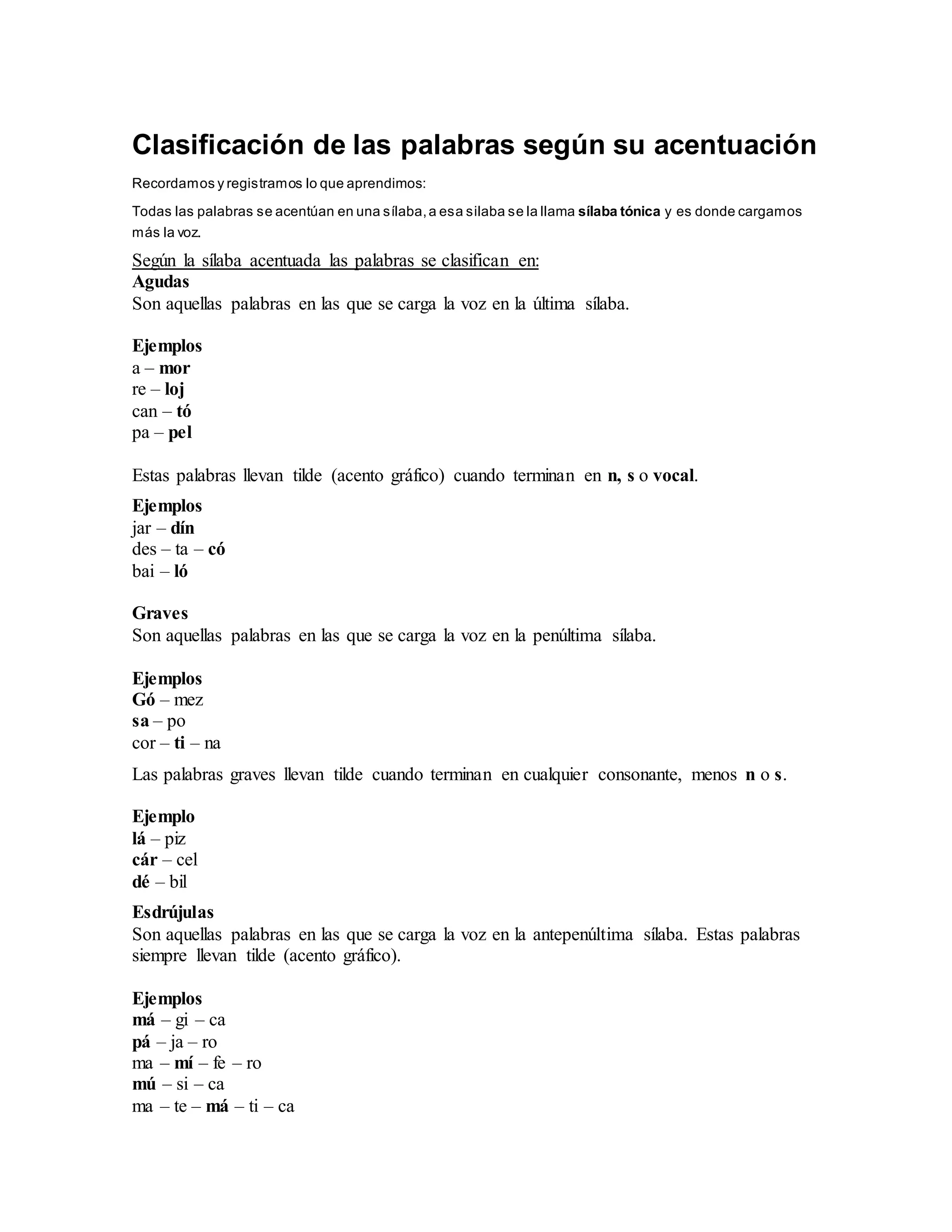 Acentuacion de palabras | DOCX