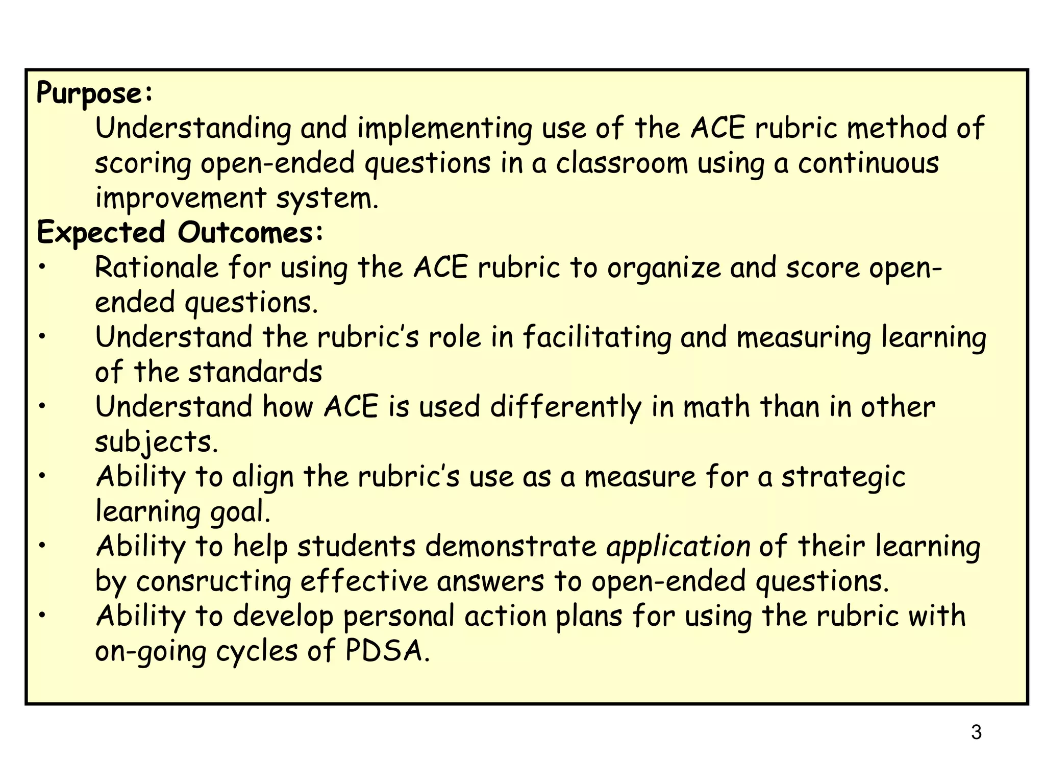 Ace open ended rubric strategy | PPT