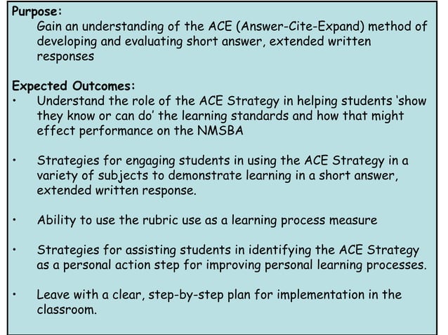 Ace open ended rubric strategy | PPT