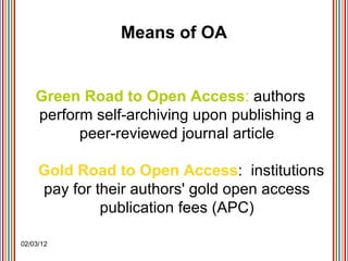 Open archives and repositories | PPT
