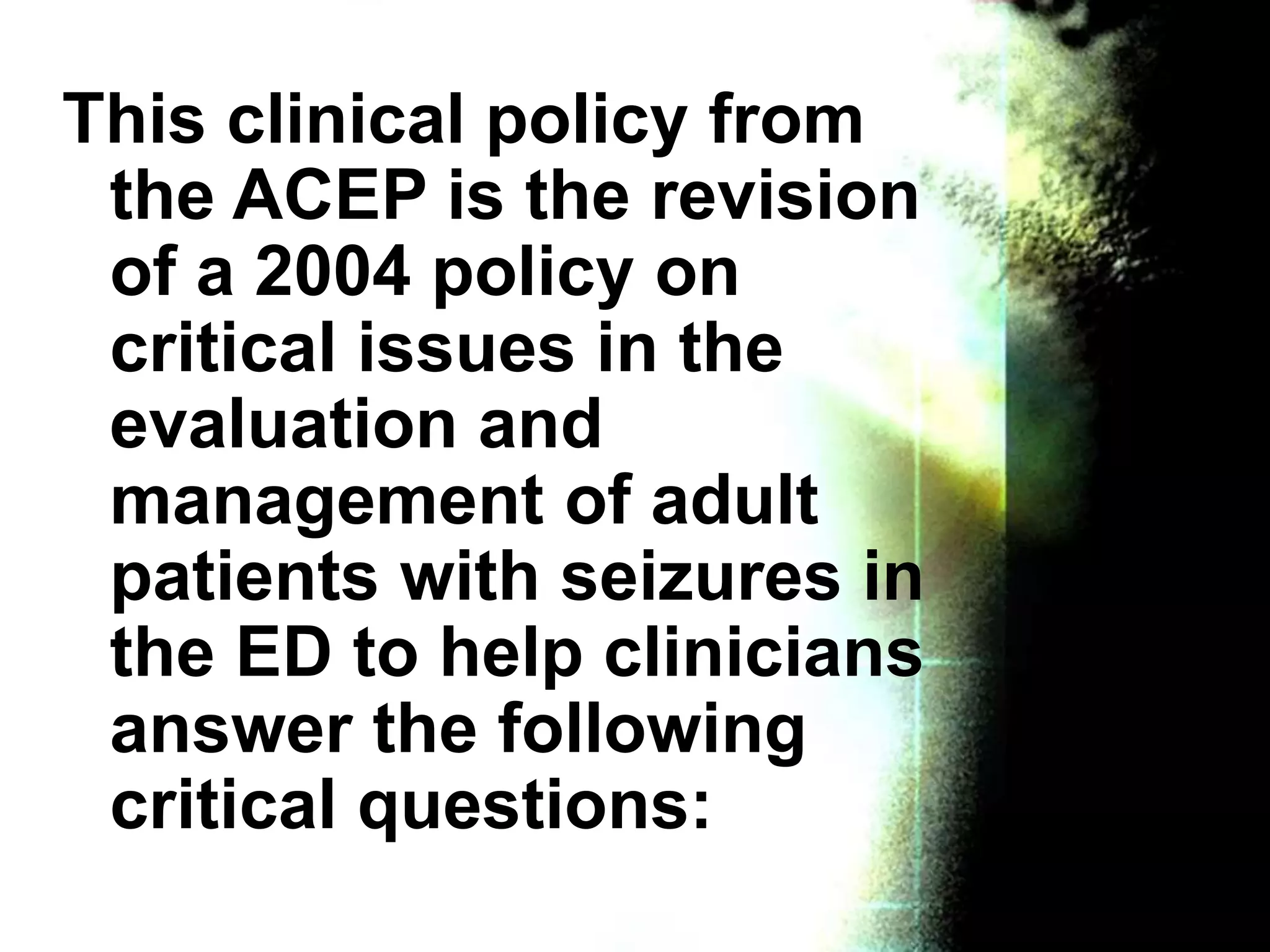 Management of Seizures in ED | PPTX