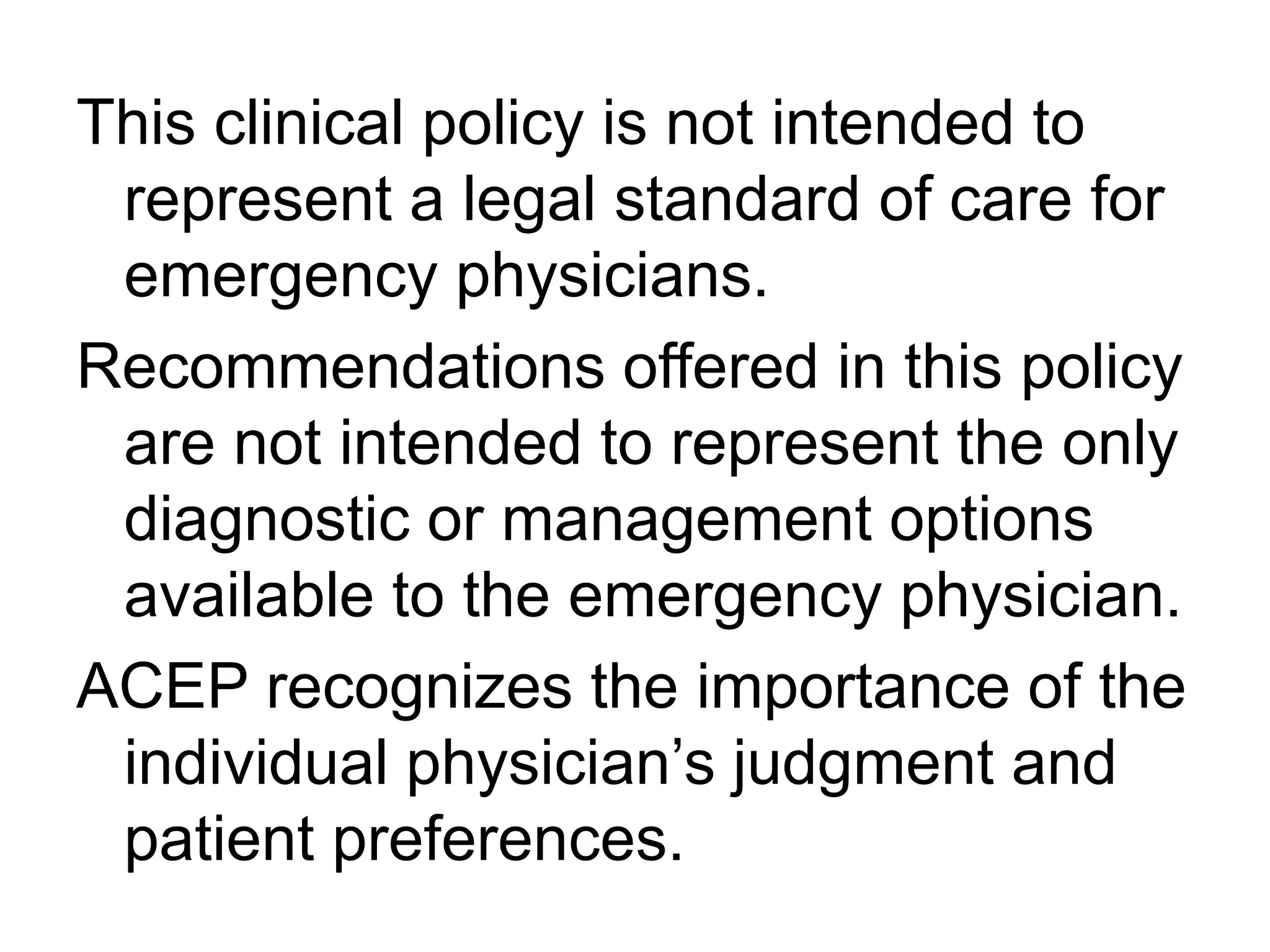 Use of tPA for the Management of Acute Ischemic Stroke in the ED: ACEP ...