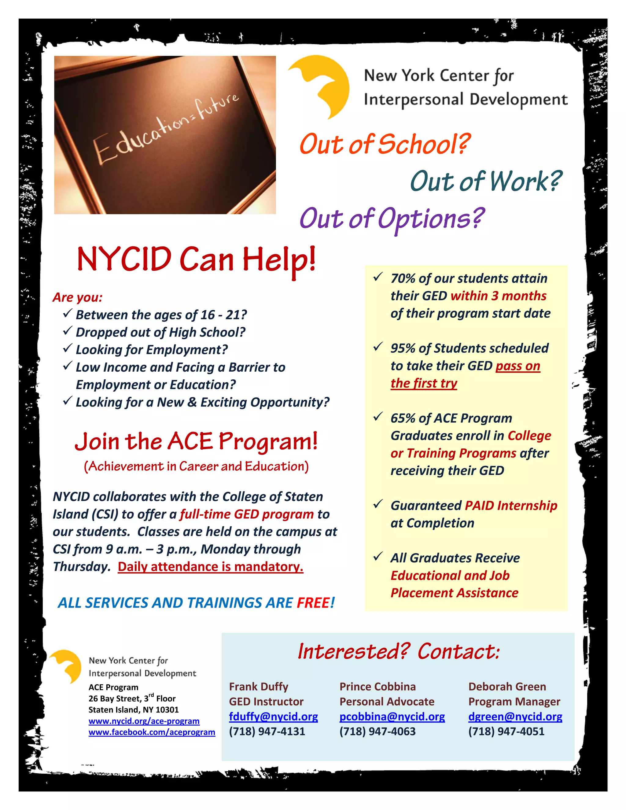 ACE Program GED Recruitment flyer 7-11 | PDF