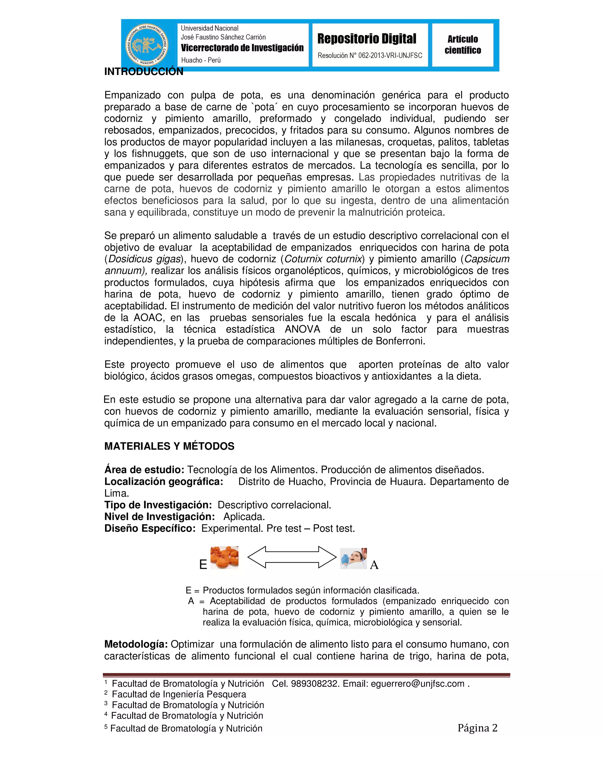 Aceptabilidad de empanizados enriquecidos con harina de pota | PDF