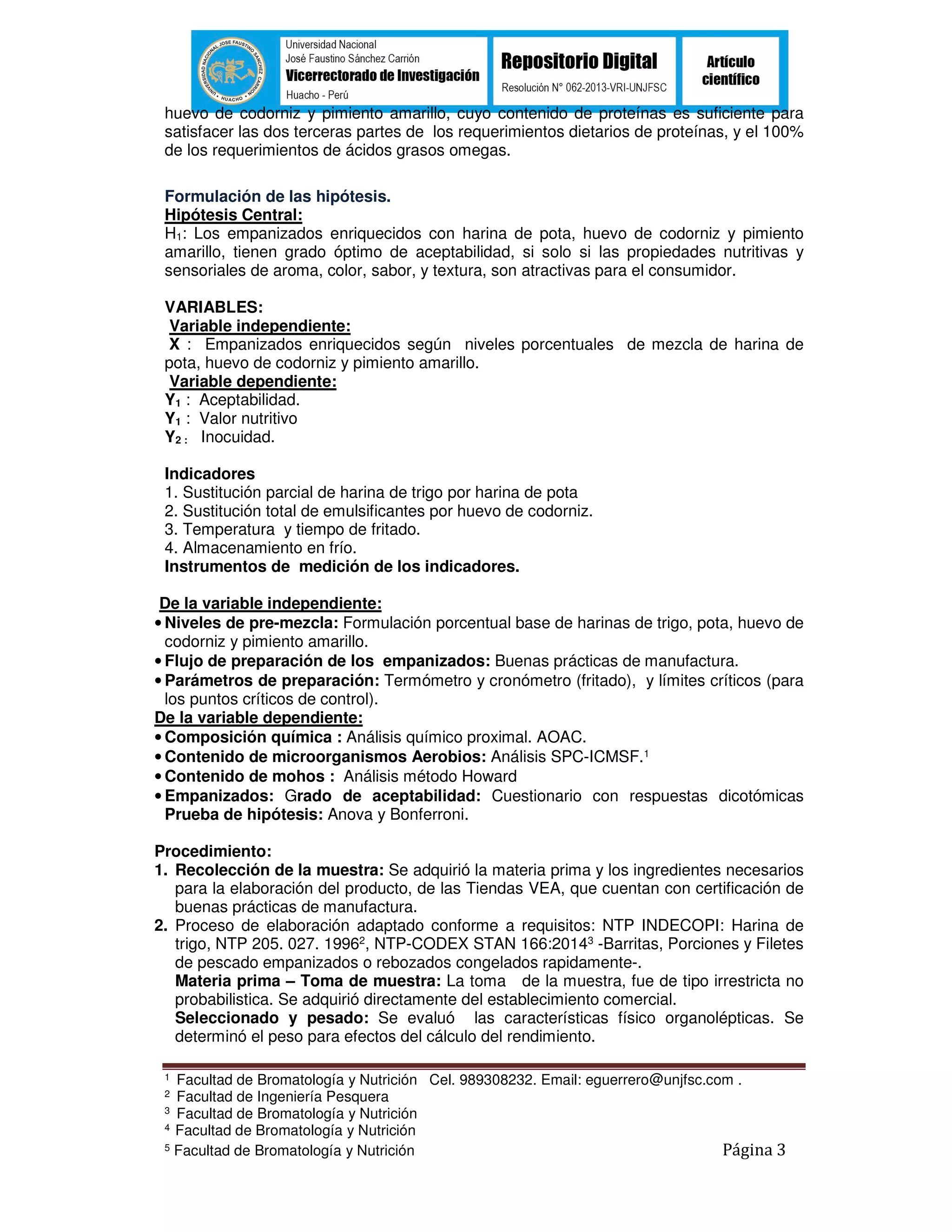 Aceptabilidad de empanizados enriquecidos con harina de pota | PDF