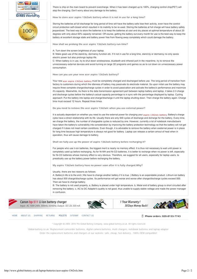 Acer aspire 1362wlc battery | PDF | Laptops | Computing