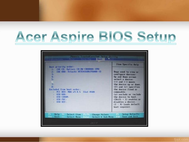 Acer Aspire Bios Setting