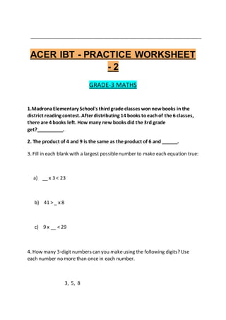 Acer ibt maths 1 , 2 , 3 , 4 | DOCX
