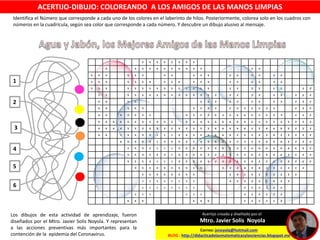 ACERTIJO-DIBUJO: COLOREANDO A LOS AMIGOS DE LAS MANOS LIMPIAS | PPTX