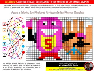 ACERTIJO-DIBUJO: COLOREANDO A LOS AMIGOS DE LAS MANOS LIMPIAS | PPTX