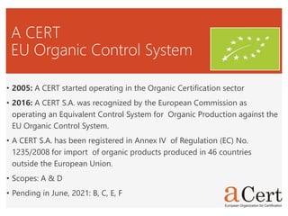 ACERT - Organic Certification | PDF