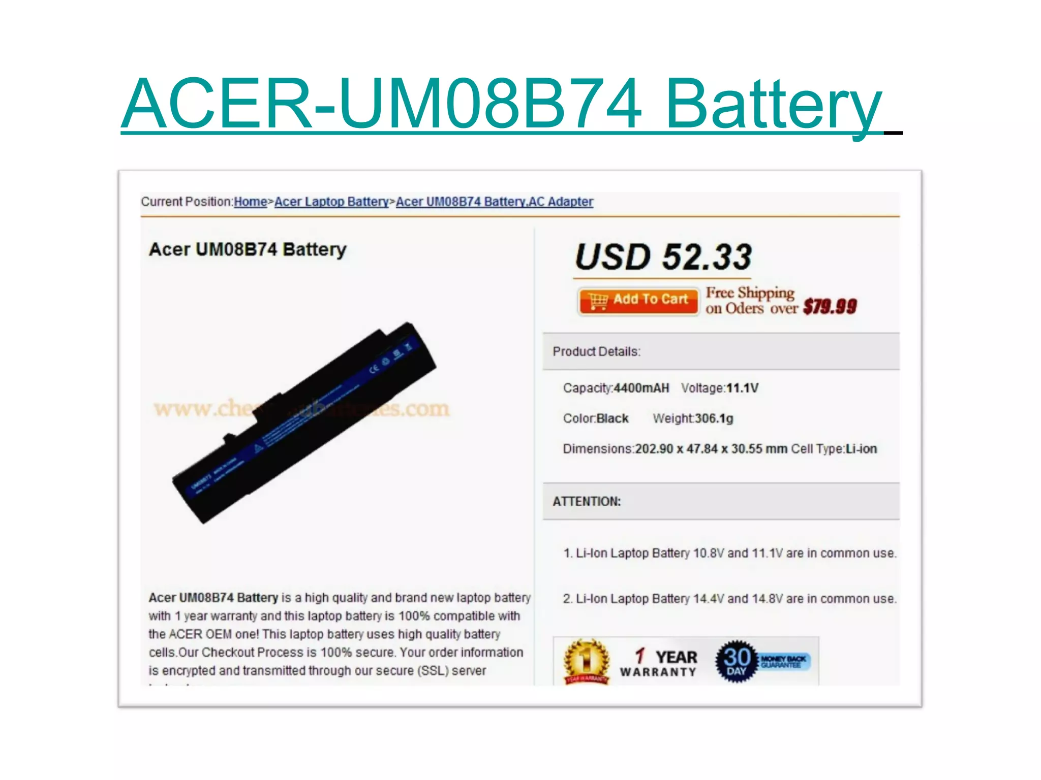 Acer um08 b74 battery | PPT