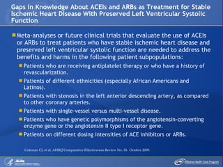ACEIs and ARBs for Treatment of Stable Ischemic Heart Disease | PPT