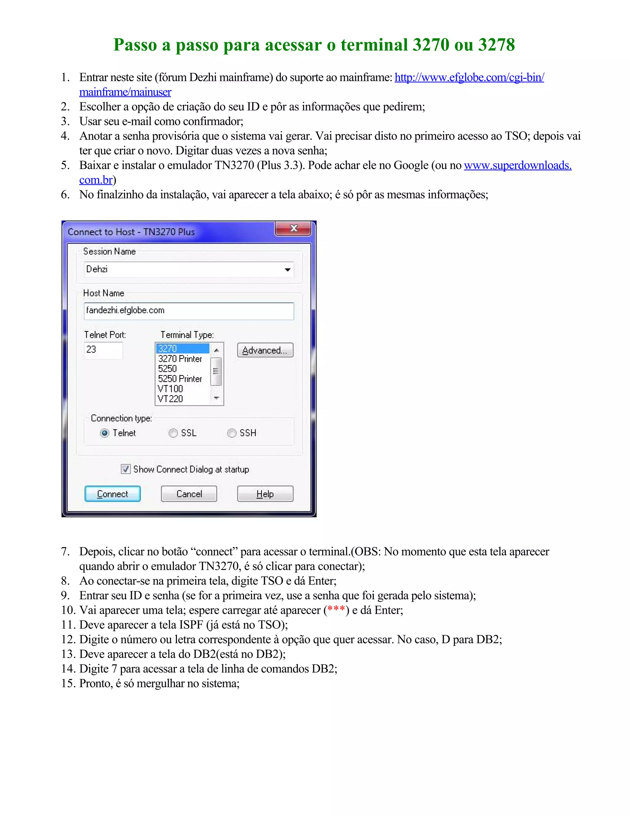 Acessando o terminal 3270 | PDF