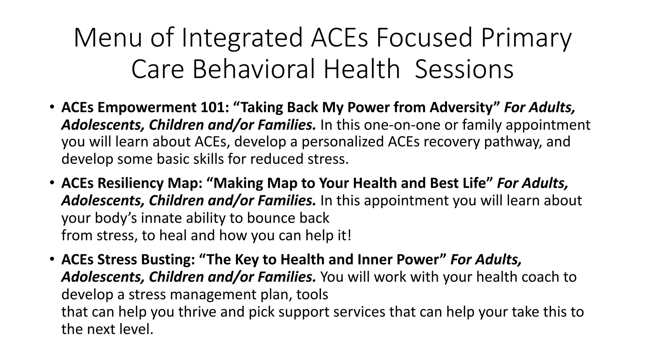 ACEs Screening to Treatment - Integrated Primary Care and Behavioral ...