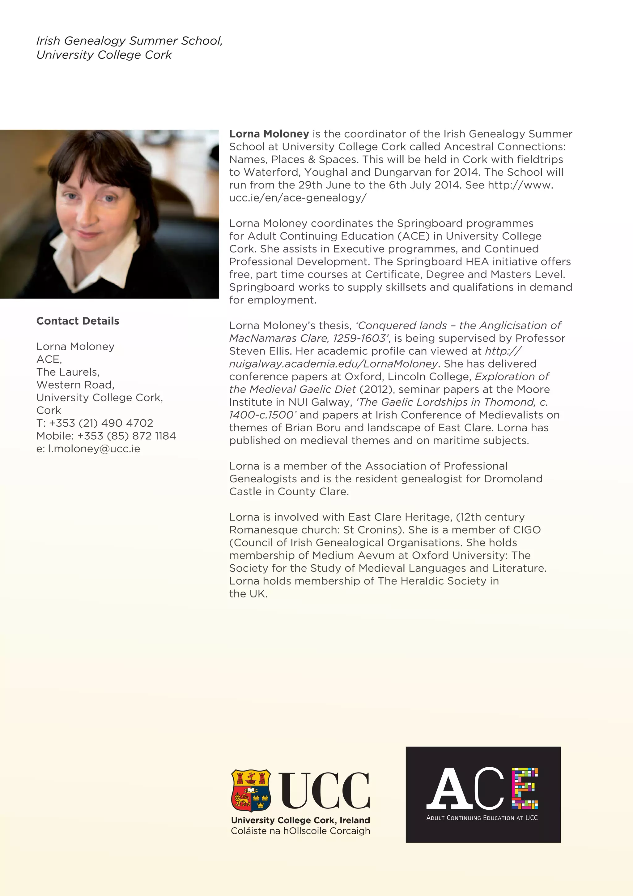 Ace summer school_programme_2014_Irish Genealogy Summer School | PDF