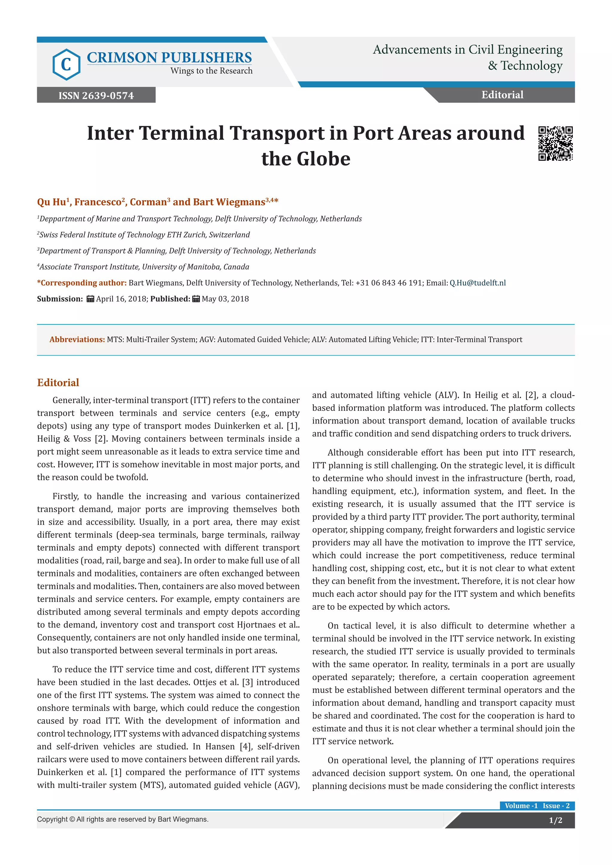 Inter Terminal Transport in Port Areas around the Globe_Crimson ...