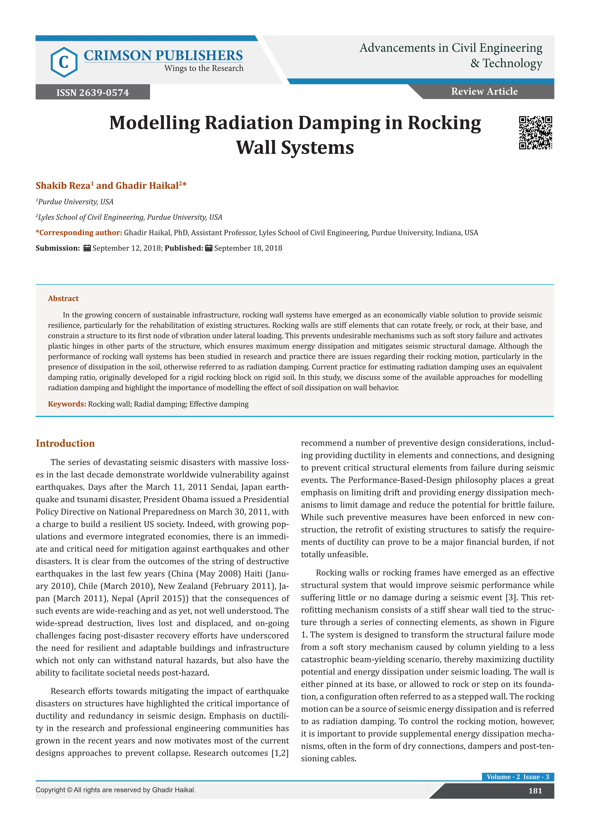 Modelling Radiation Damping in Rocking Wall Systems_Crimson Publishers ...