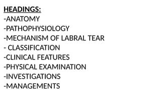 Acetabular Labral Tears: Anatomy, Diagnosis, and Management | PPTX