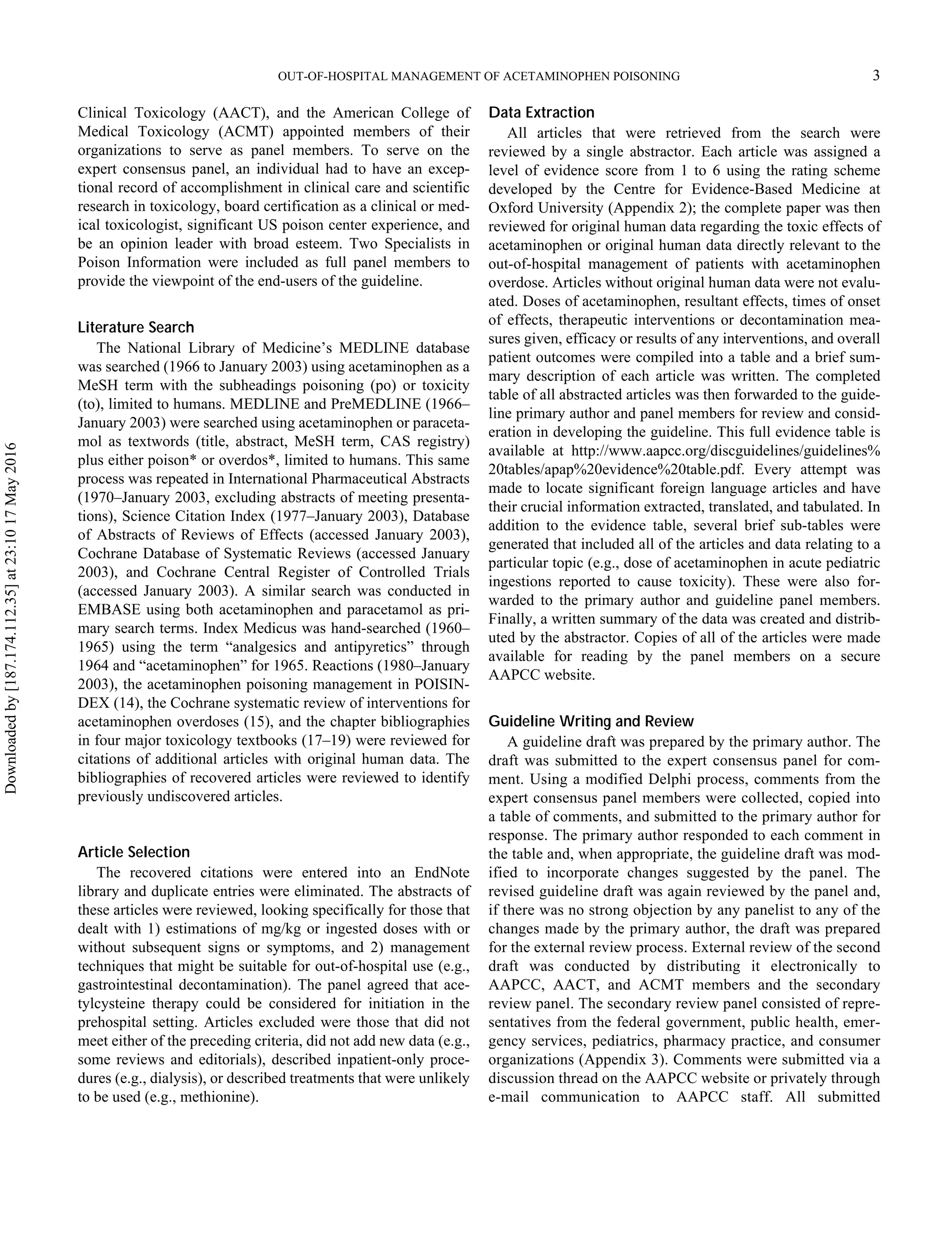 Acetaminophen poisoning an evidence based consensus guideline for out ...