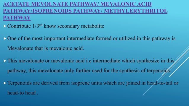 Acetate pathway, acetate Mevalonate pathway/ Isoprenoid pathway ...