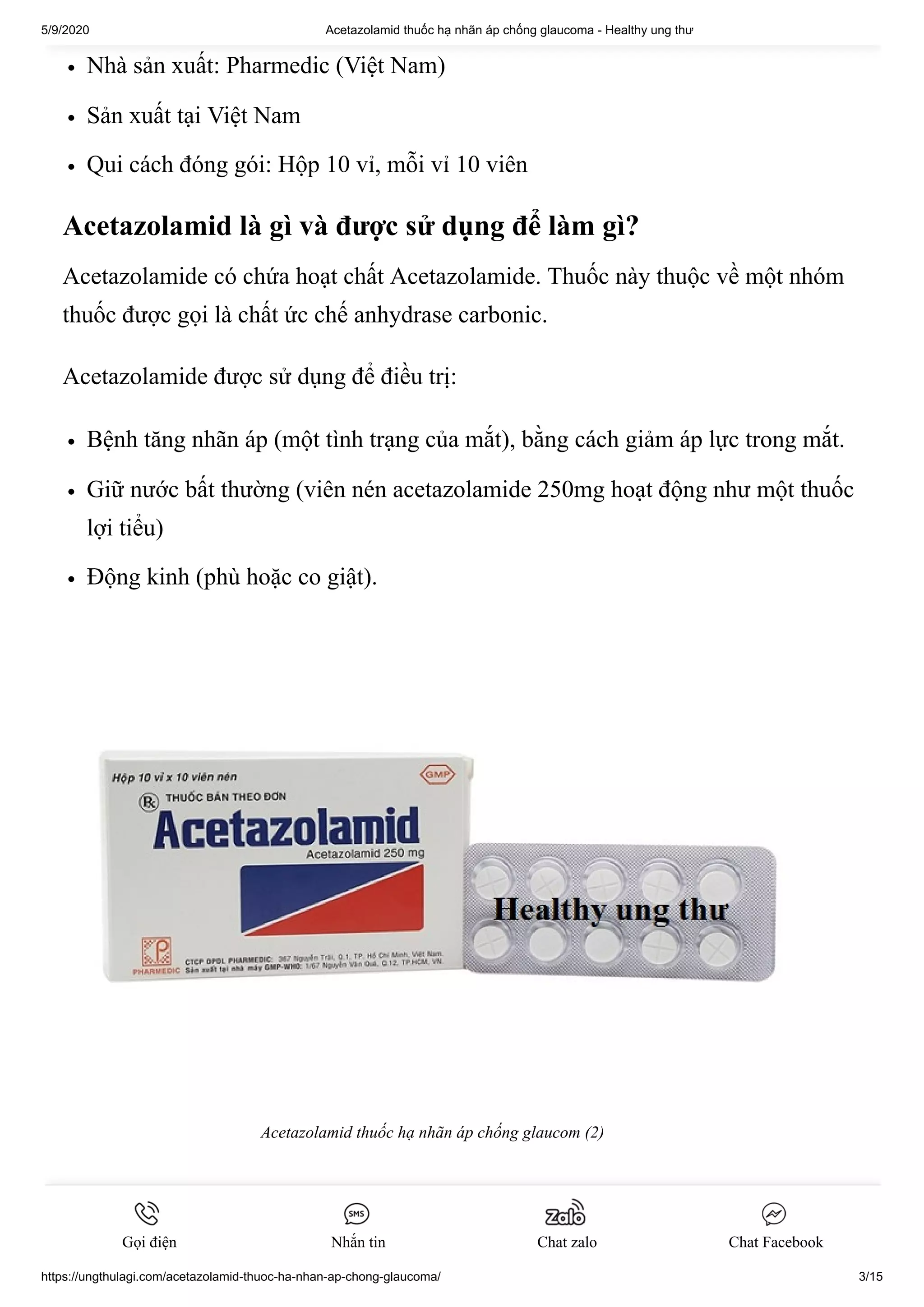 Acetazolamid thuoc ha nhan ap chong glaucom | PDF