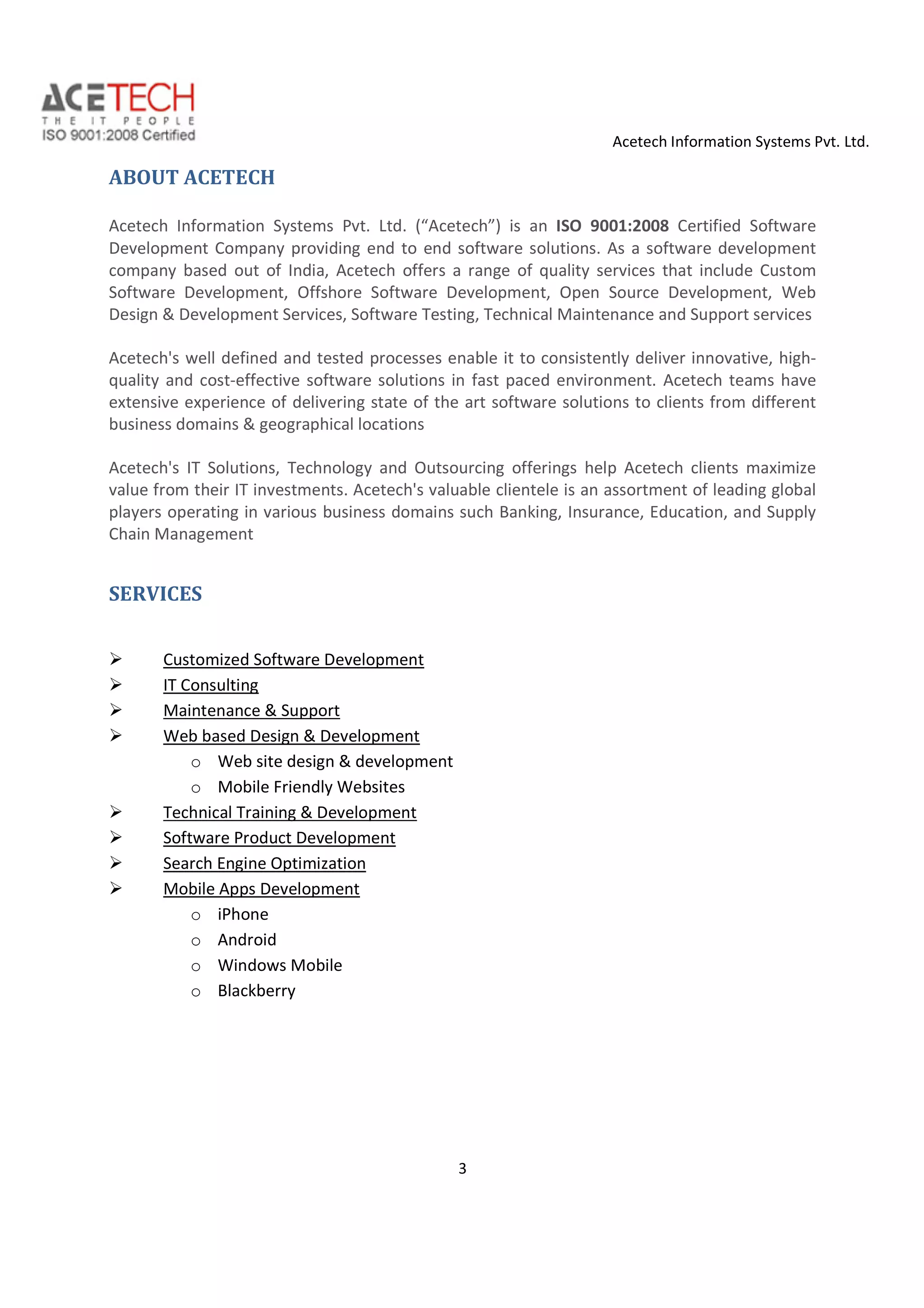 Acetech company profile | PDF