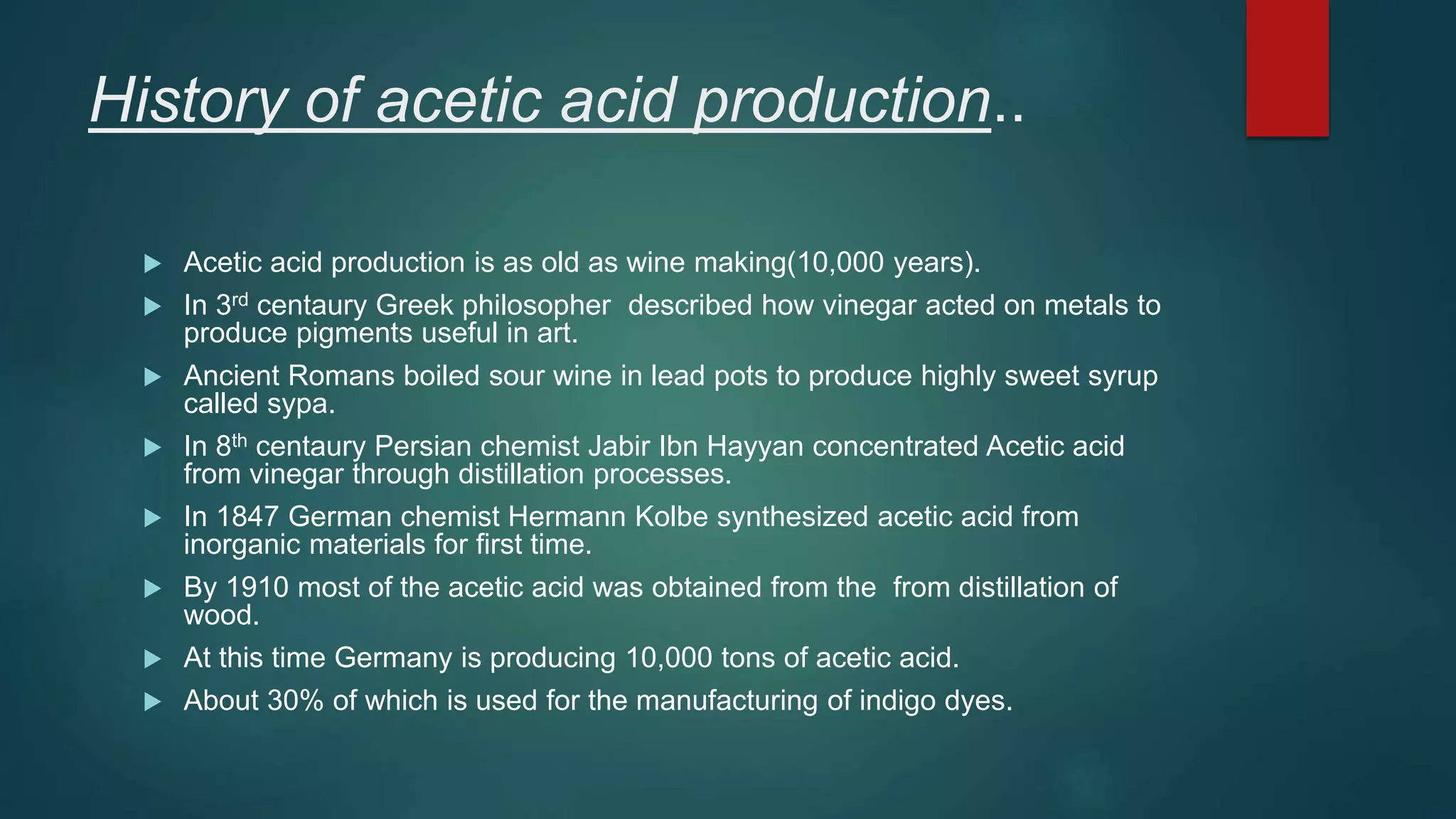 Acetic acid production | PPTX