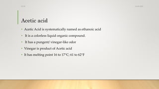 Acetic acid production | PPTX