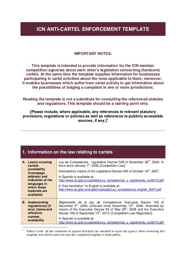 Anti-Cartel Enforcement Template