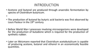 Acetone butanol production | PPT