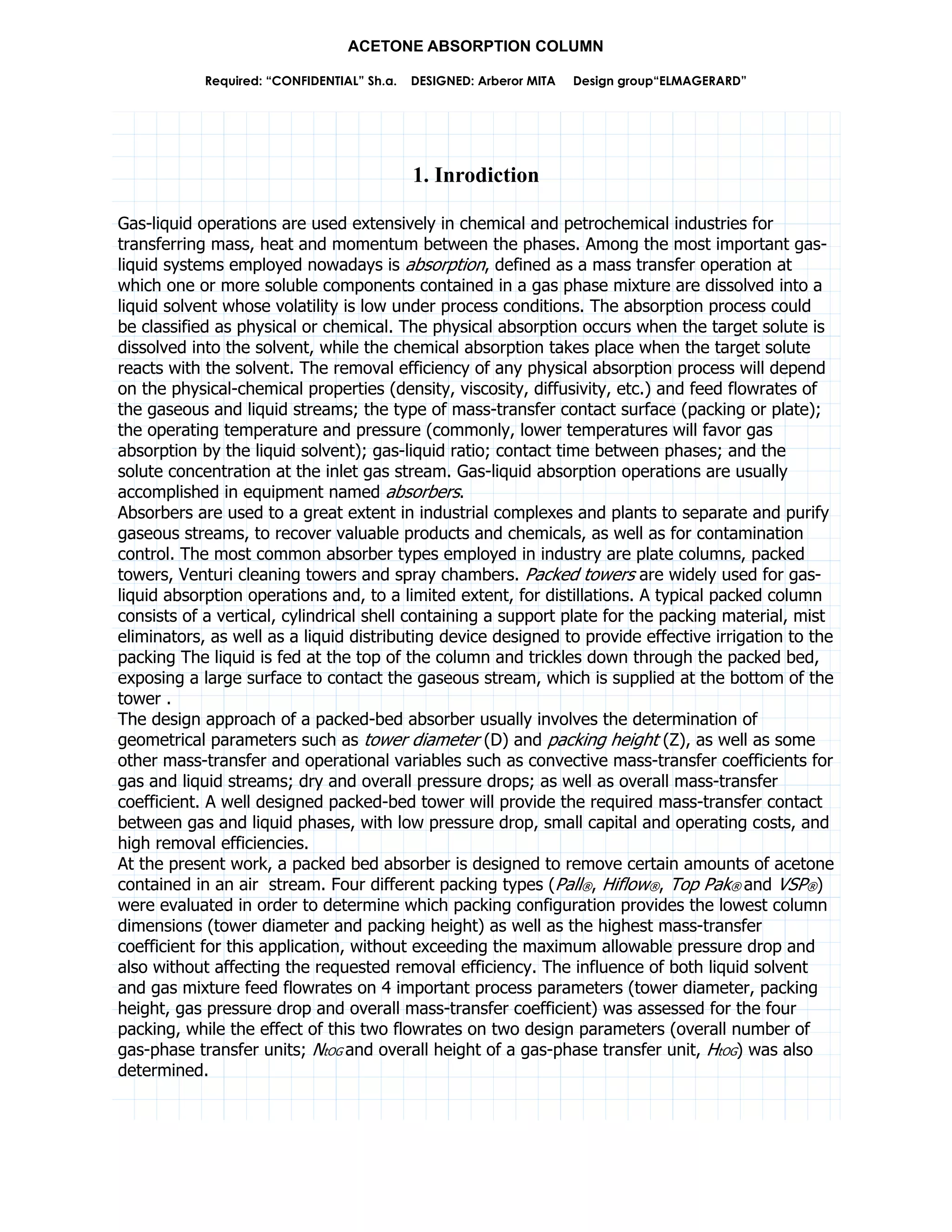 Acetone absorption column | PDF