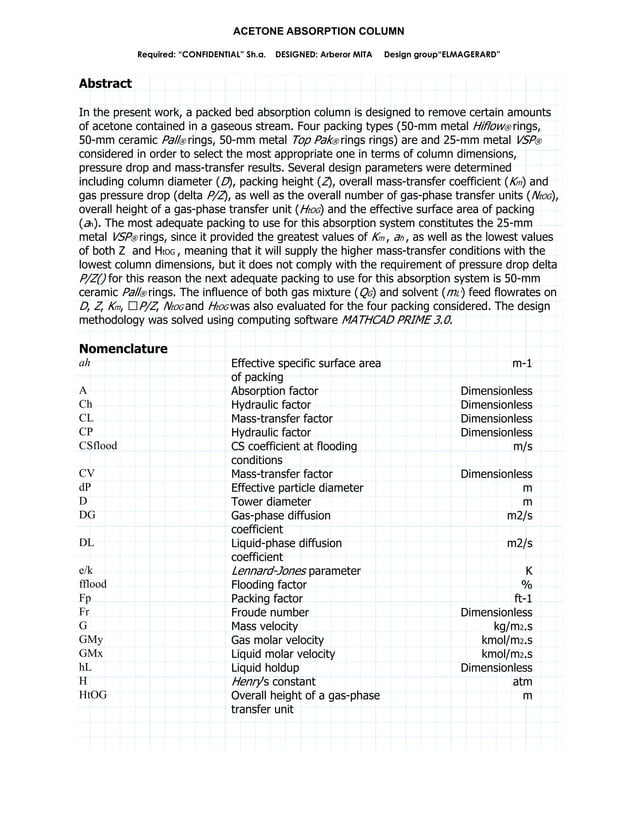 Acetone absorption column | PDF