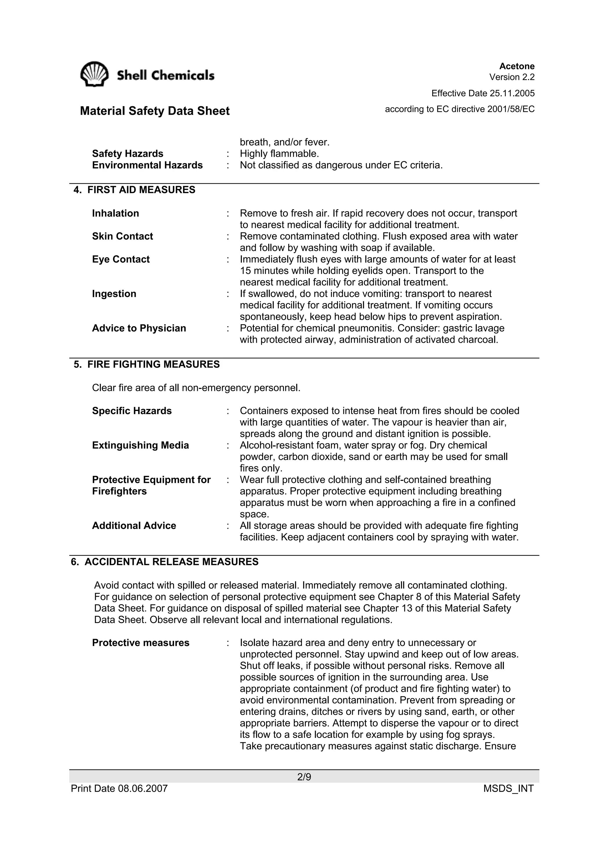 Acetone msds shell | PDF