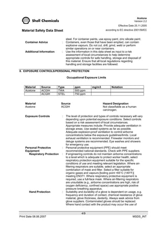 Acetone msds shell | PDF