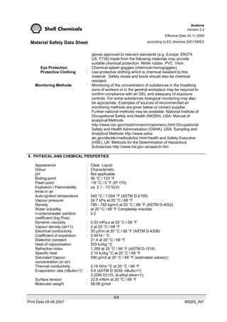 Acetone msds shell | PDF