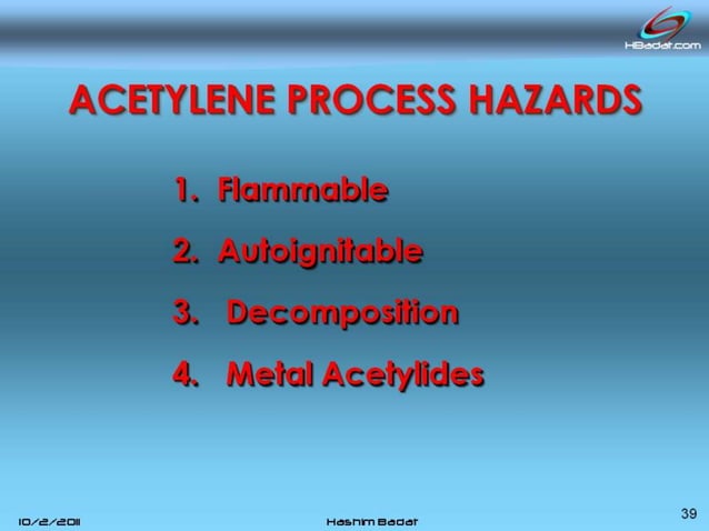 ACETYLENE SAFETY & ACETYLENE PROCESS HAZARDS | PPTX | Chemistry | Science