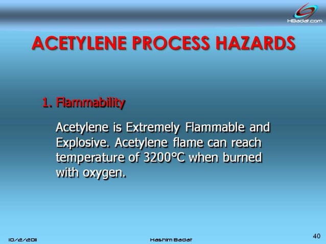 ACETYLENE SAFETY & ACETYLENE PROCESS HAZARDS | PPTX | Chemistry | Science