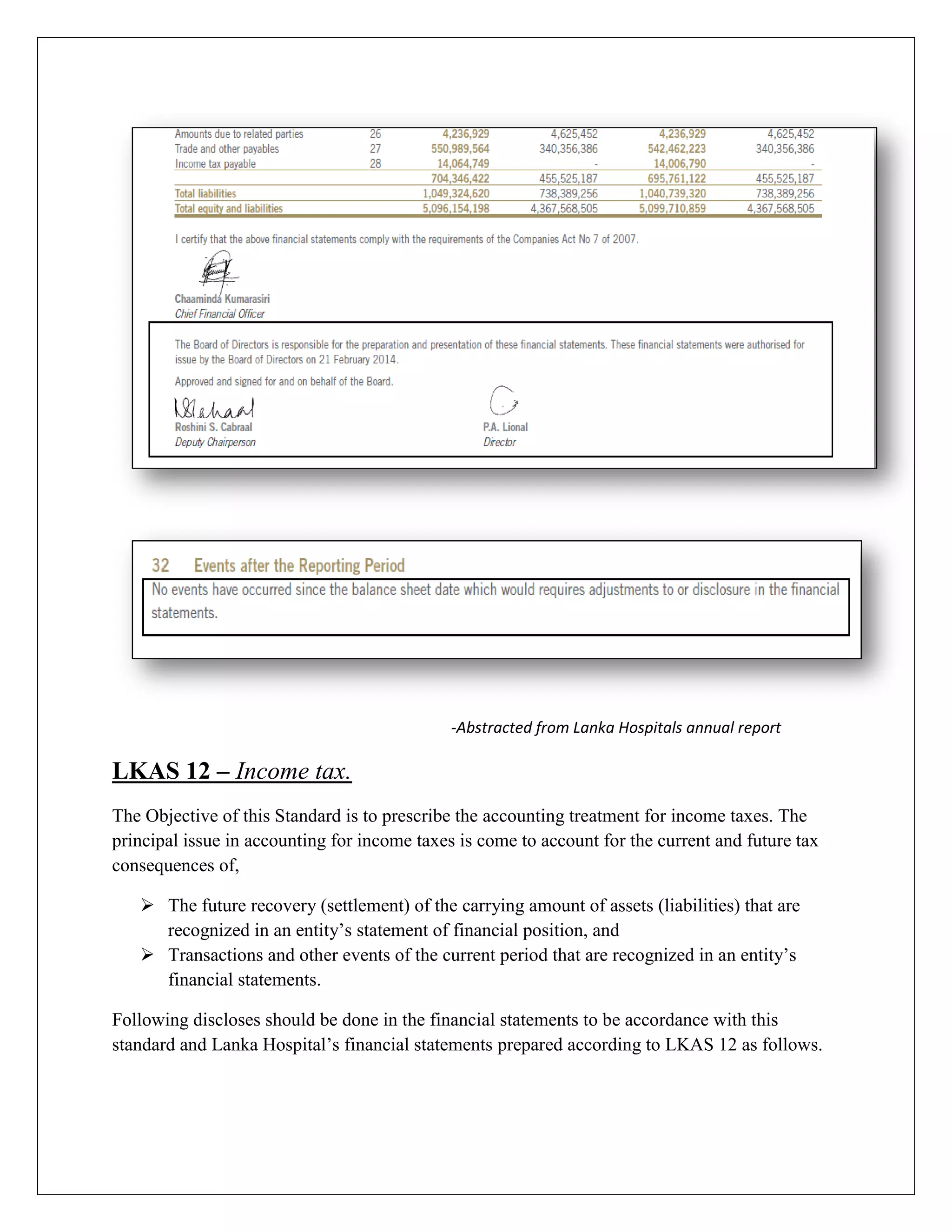 Analyze Lanka Hospitals Financial statements according to LKAS. | PDF