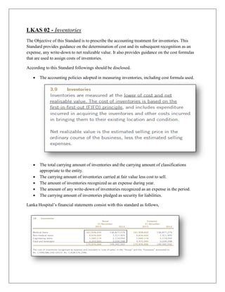 Analyze Lanka Hospitals Financial statements according to LKAS. | PDF