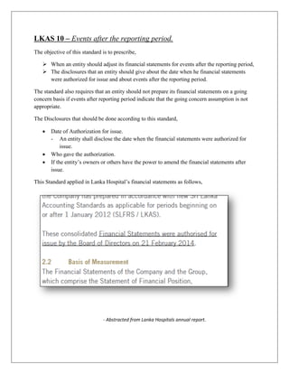 Analyze Lanka Hospitals Financial statements according to LKAS. | PDF
