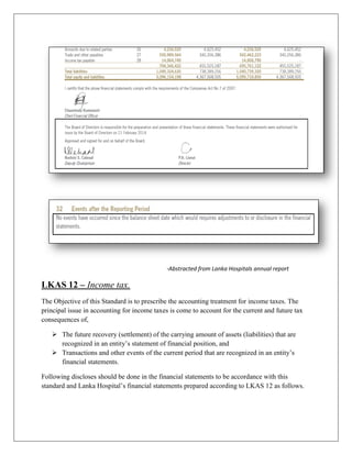 Analyze Lanka Hospitals Financial statements according to LKAS. | PDF
