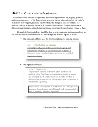 Analyze Lanka Hospitals Financial statements according to LKAS. | PDF