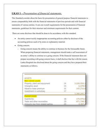 Analyze Lanka Hospitals Financial statements according to LKAS. | PDF