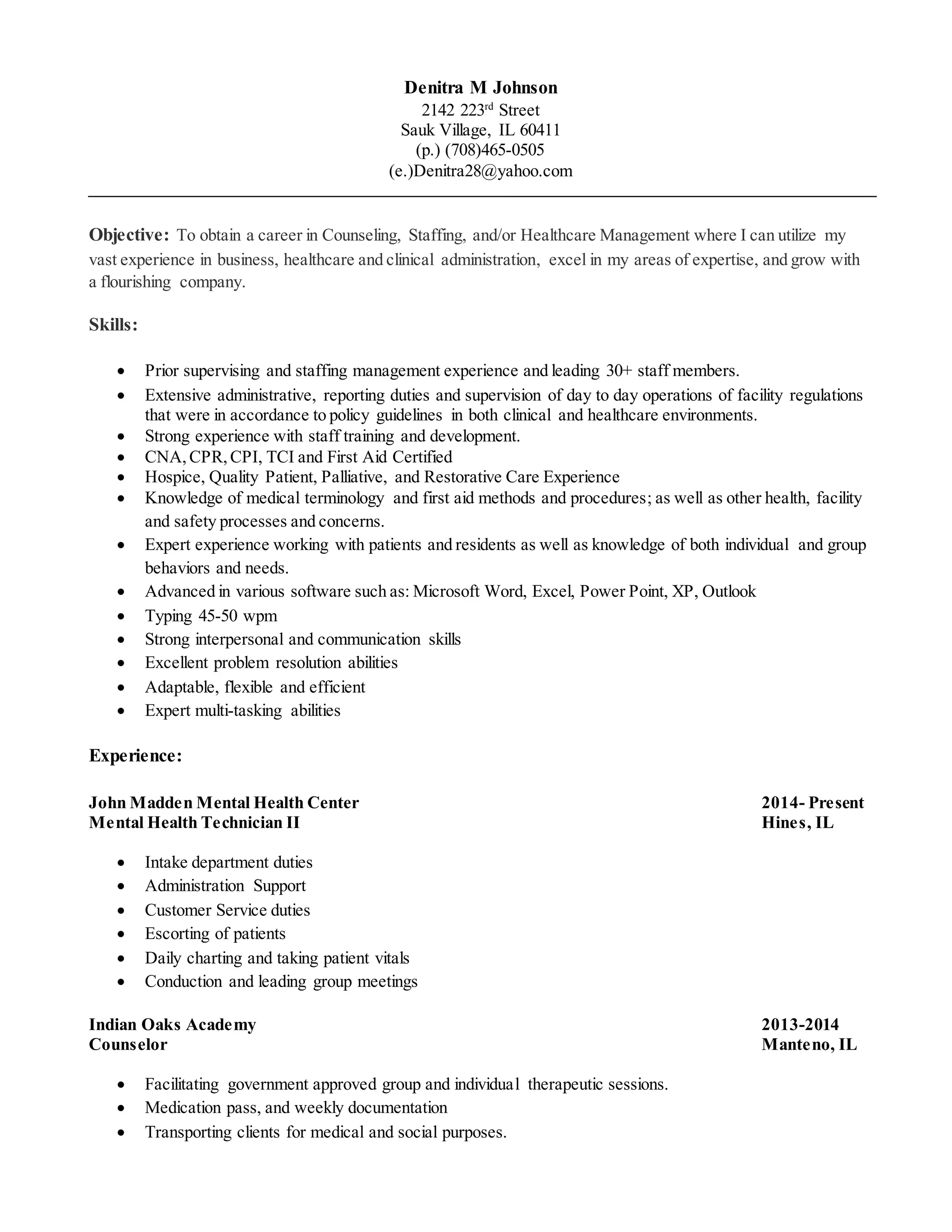 Denitra Resume | DOCX