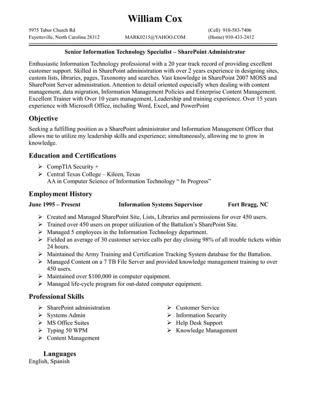 Cox Resume | PDF
