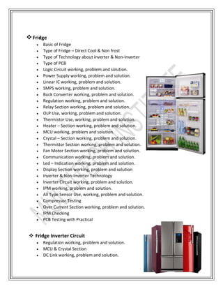 Fridge And Washing Machine Repairing Course | PDF